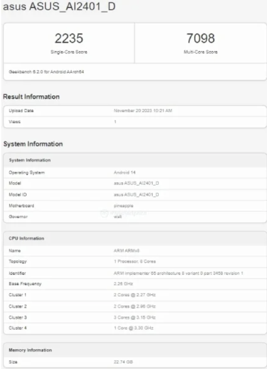 Asus ROG Phone 8 Ultimate appare su Geekbench con ben 24GB RAM - Batista70